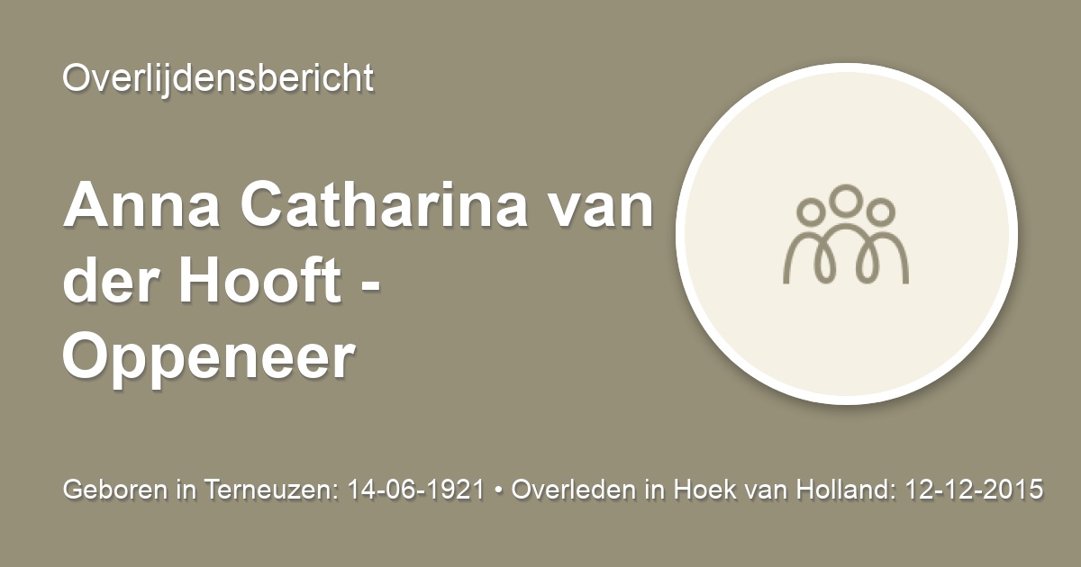 Anna Catharina van der Hooft - Oppeneer 12 december 2015 ...