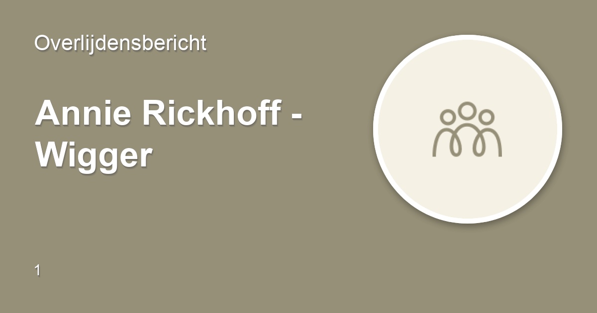 Annie Rickhoff - Wigger 14 december 2016 • overlijdensbericht en ...
