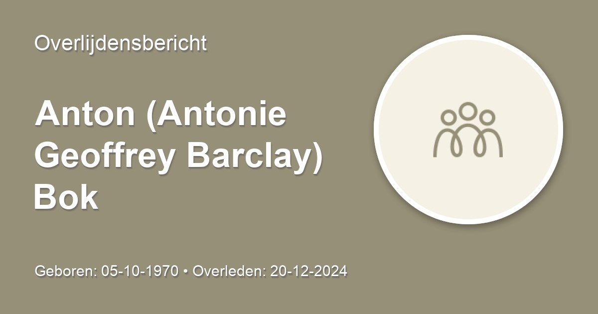 Anton (Antonie Geoffrey Barclay) Bok 20 december 2024 ...