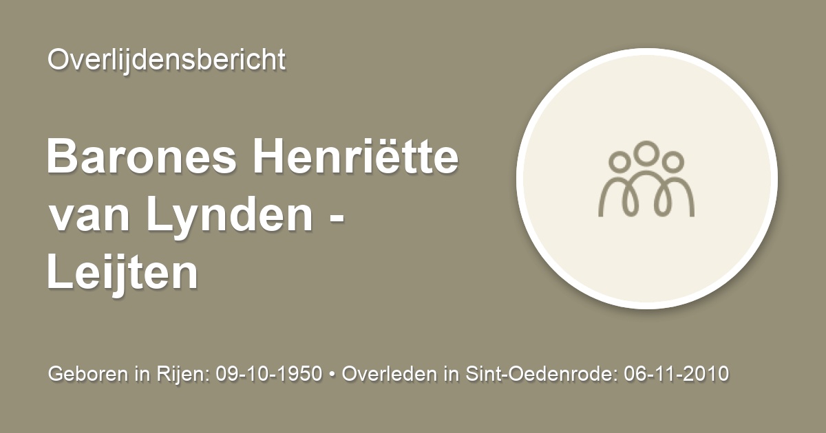 Barones Henriëtte van Lynden - Leijten 6 november 2010 ...