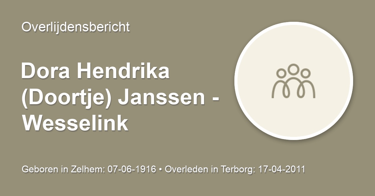 Dora Hendrika (Doortje) Janssen - Wesselink 17 april 2011 ...