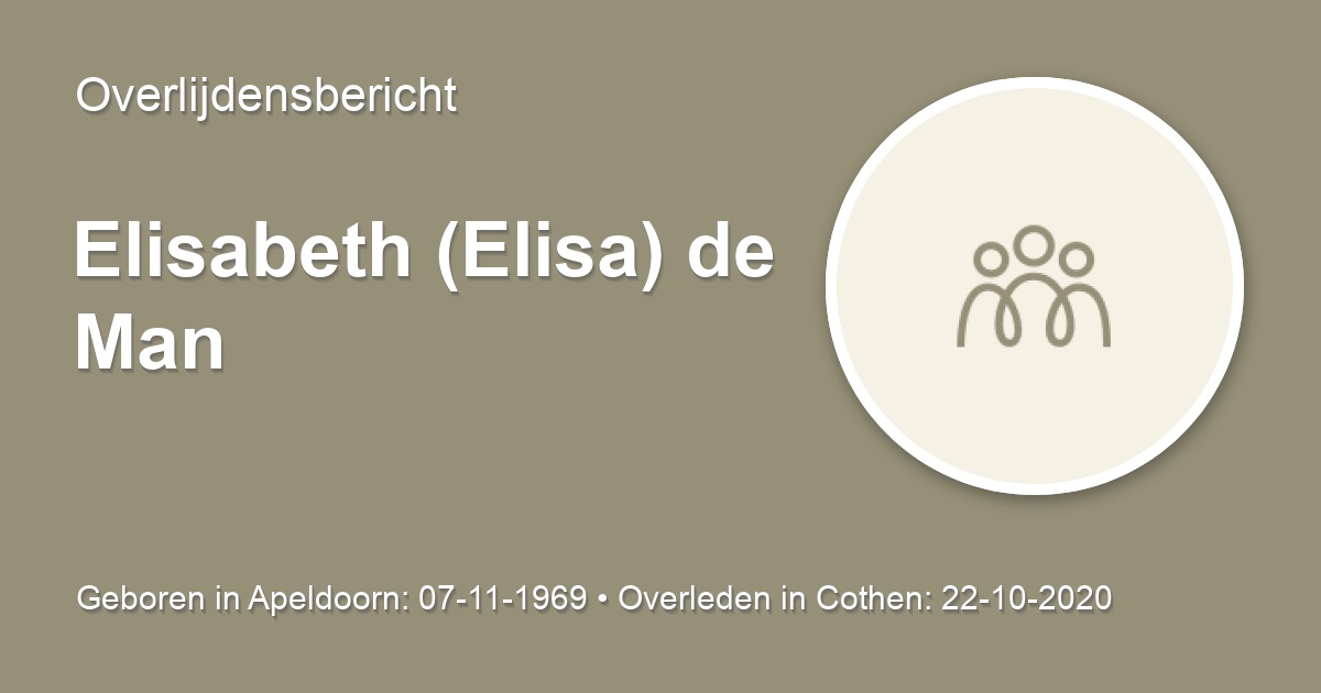 Elisabeth (Elisa) de Man 22 oktober 2020 • overlijdensbericht en ...
