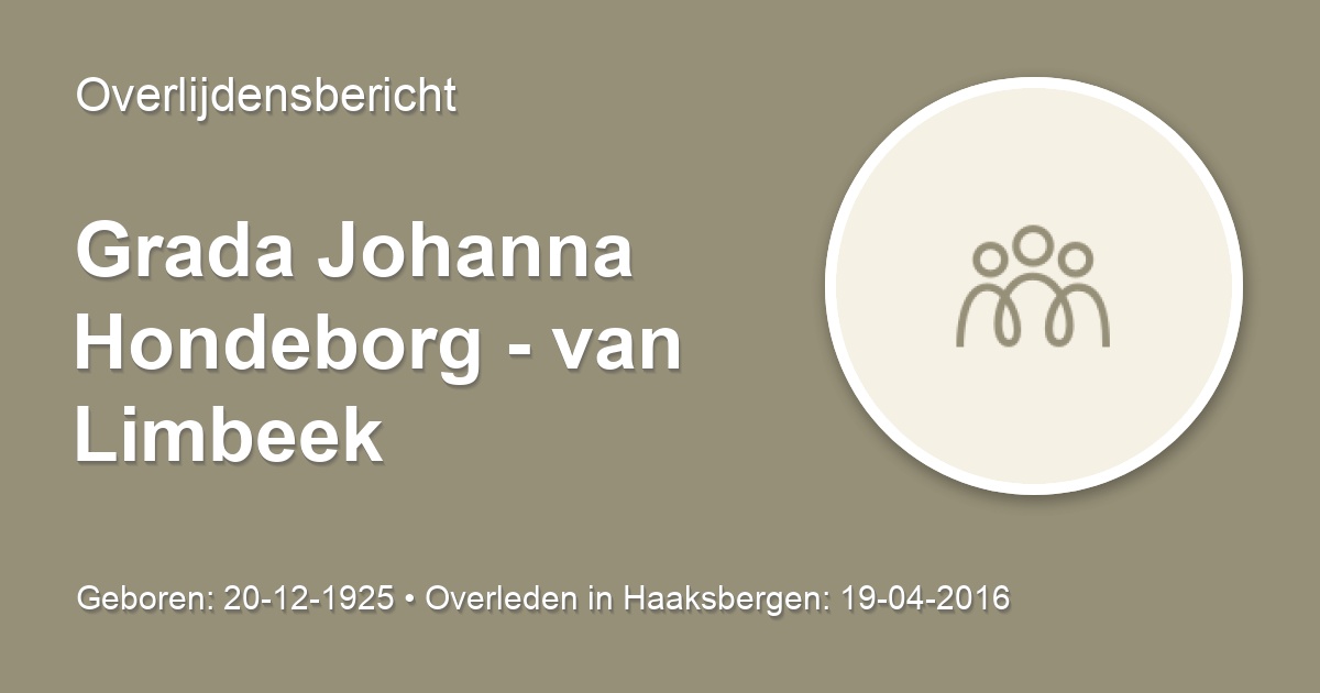 Grada Johanna Hondeborg - van Limbeek 19 april 2016 ...