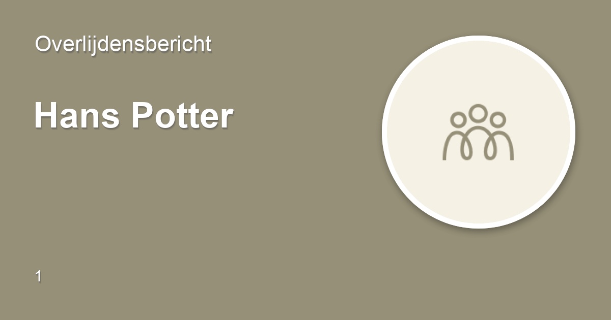 Hans Potter 10 augustus 2020 • overlijdensbericht en condoleances ...