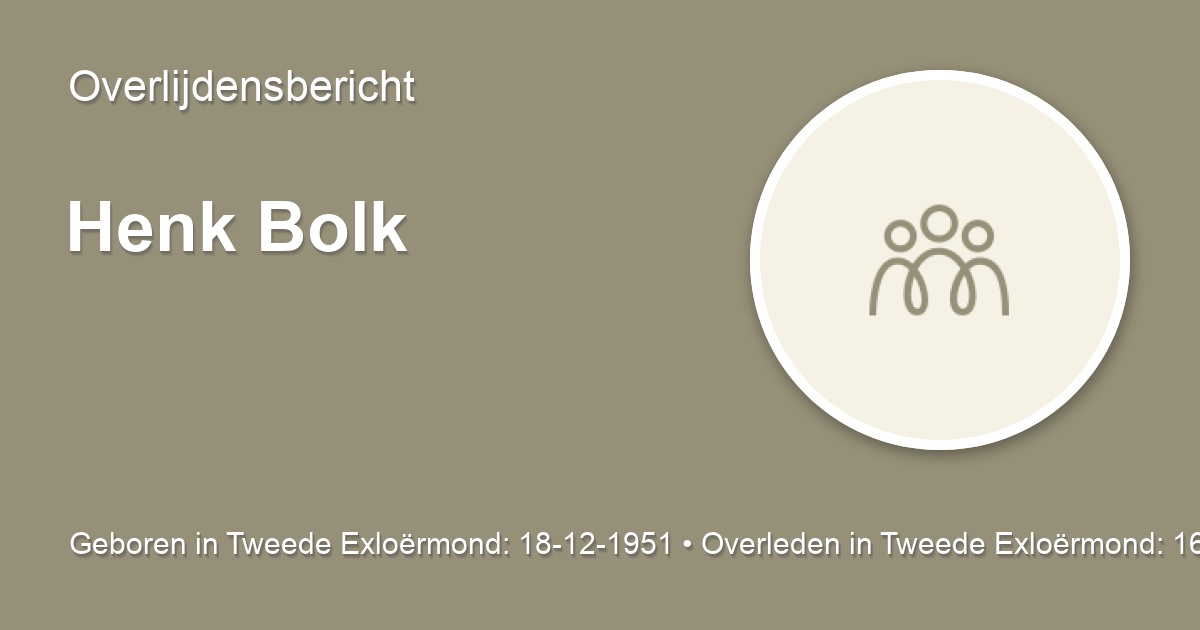 Henk Bolk 16 september 2020 • overlijdensbericht en condoleances ...