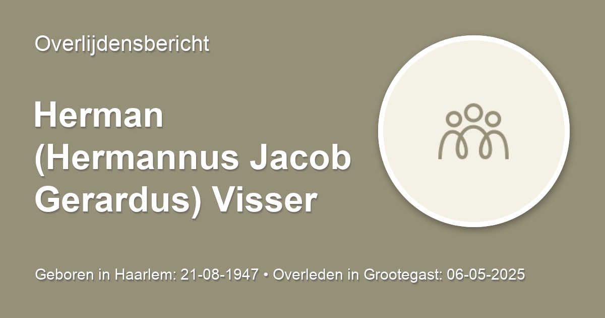 Herman (Hermannus Jacob Gerardus) Visser 6 mei 2025 ...