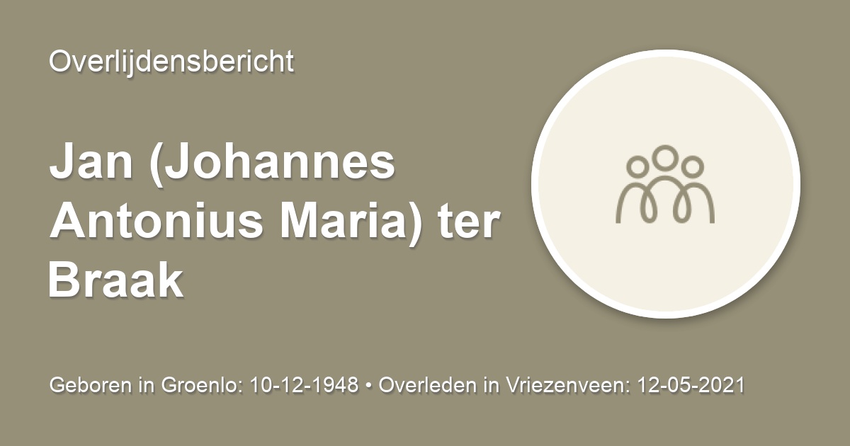Jan (Johannes Antonius Maria) ter Braak 12 mei 2021 ...