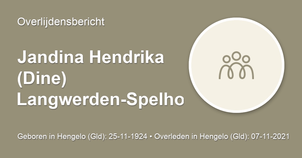 Jandina Hendrika (Dine) Langwerden-Spelhofen 7 november 2021 ...