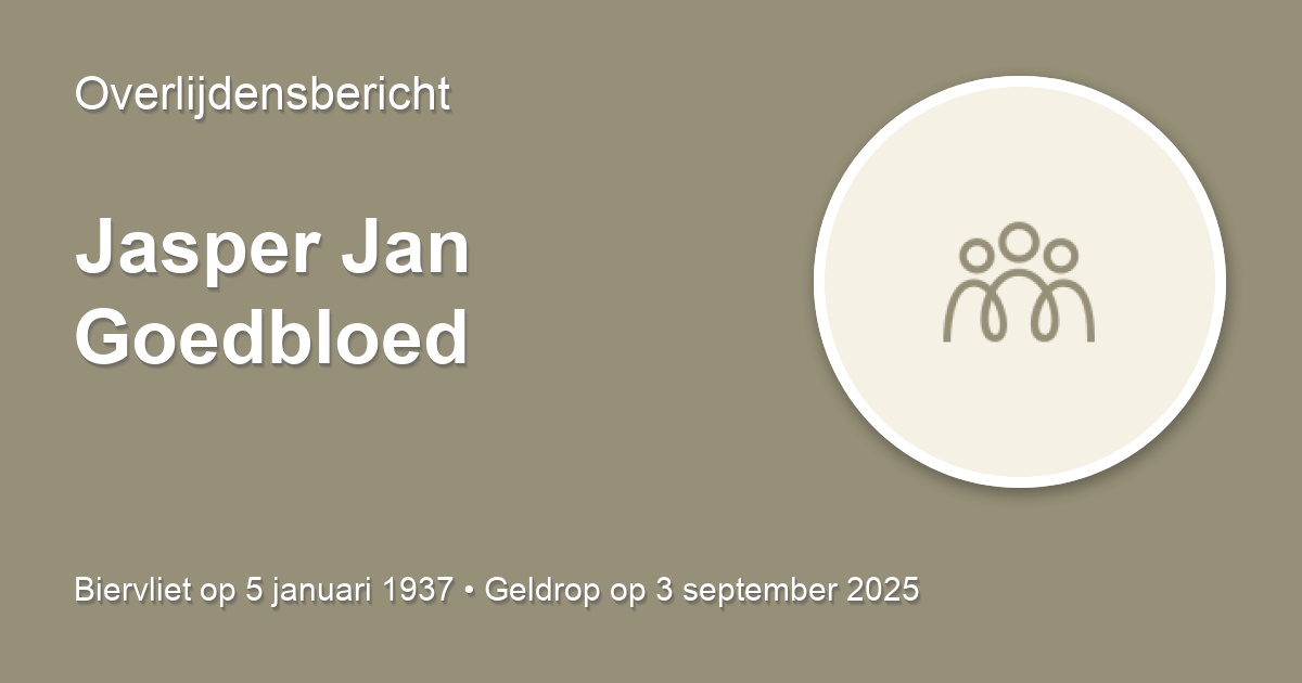 Jasper Jan Goedbloed 3 september 2025 • overlijdensbericht en ...