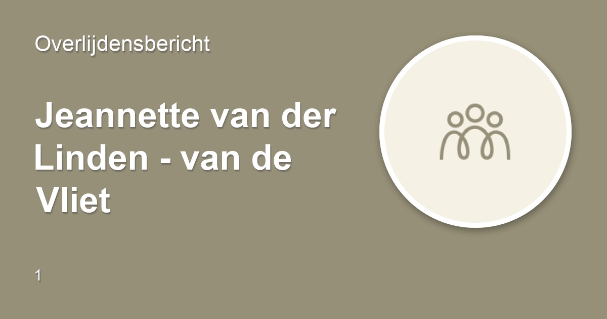Jeannette van der Linden - van de Vliet 19 november 2015 ...
