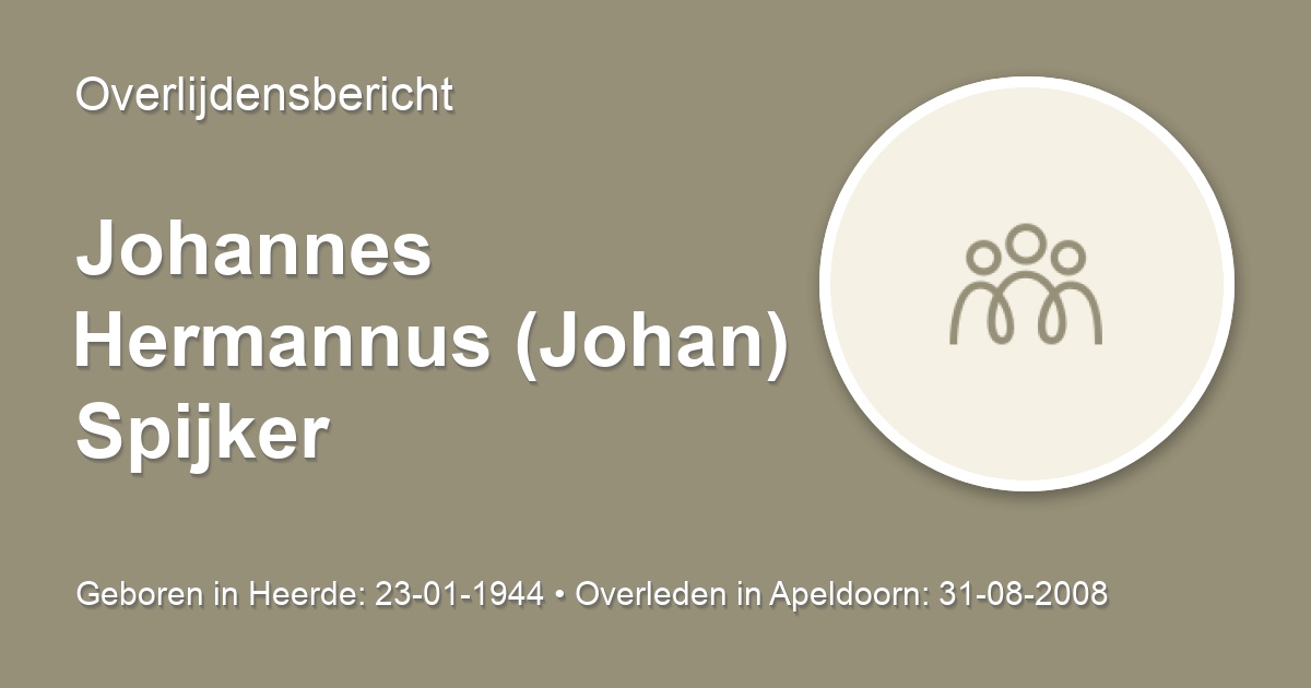 Johannes Hermannus (Johan) Spijker 31 augustus 2008 ...