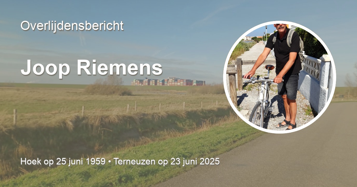 Joop Riemens 23 juni 2025 • overlijdensbericht en condoleances - Mensenlinq
