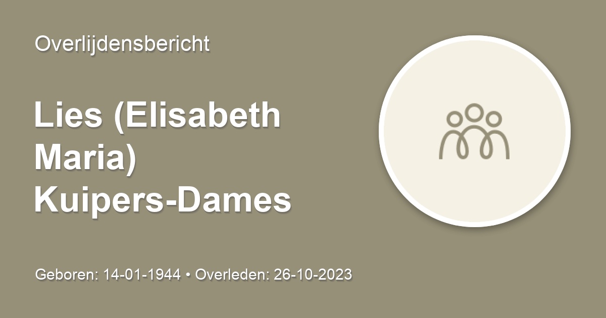 Lies (Elisabeth Maria) Kuipers-Dames 26 oktober 2023 ...