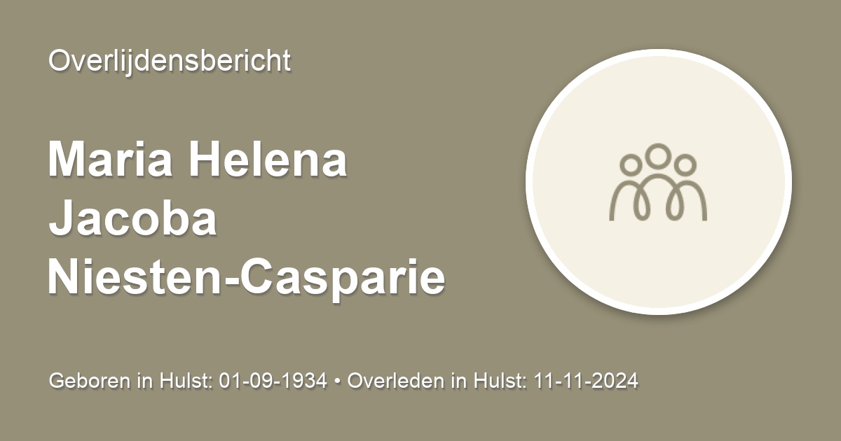 Maria Helena Jacoba Niesten-Casparie 11 november 2024 ...