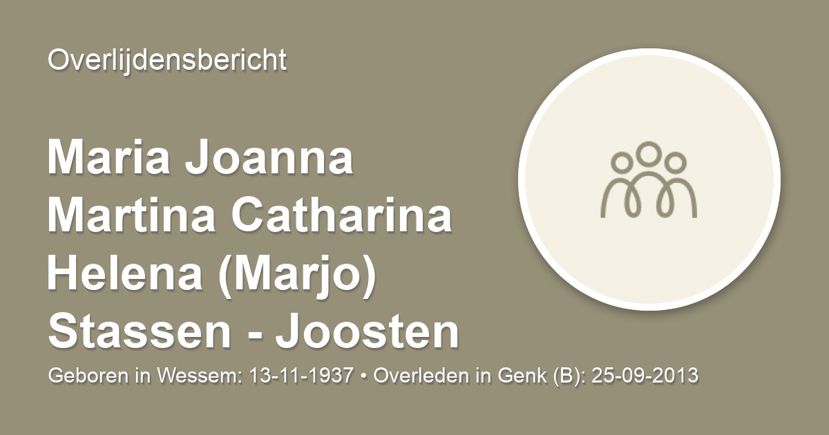 Maria Joanna Martina Catharina Helena (Marjo) Stassen - Joosten 25 ...