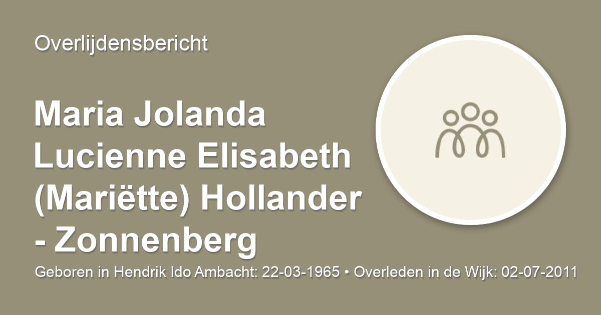 Maria Jolanda Lucienne Elisabeth (Mariëtte) Hollander - Zonnenberg 2 ...