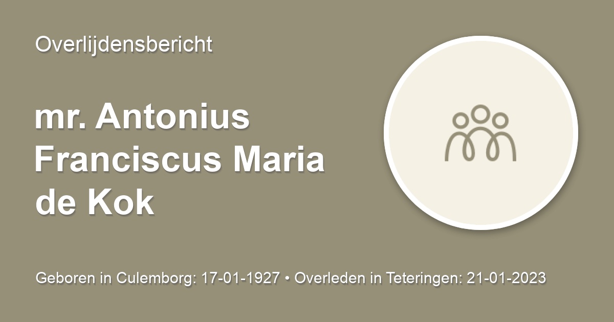 mr. Antonius Franciscus Maria de Kok 21 januari 2023 ...