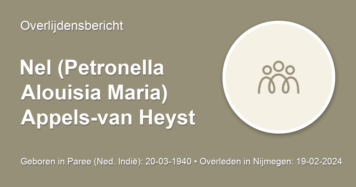 Nel (Petronella Alouisia Maria) Appels-van Heyst 19 februari 2024 ...