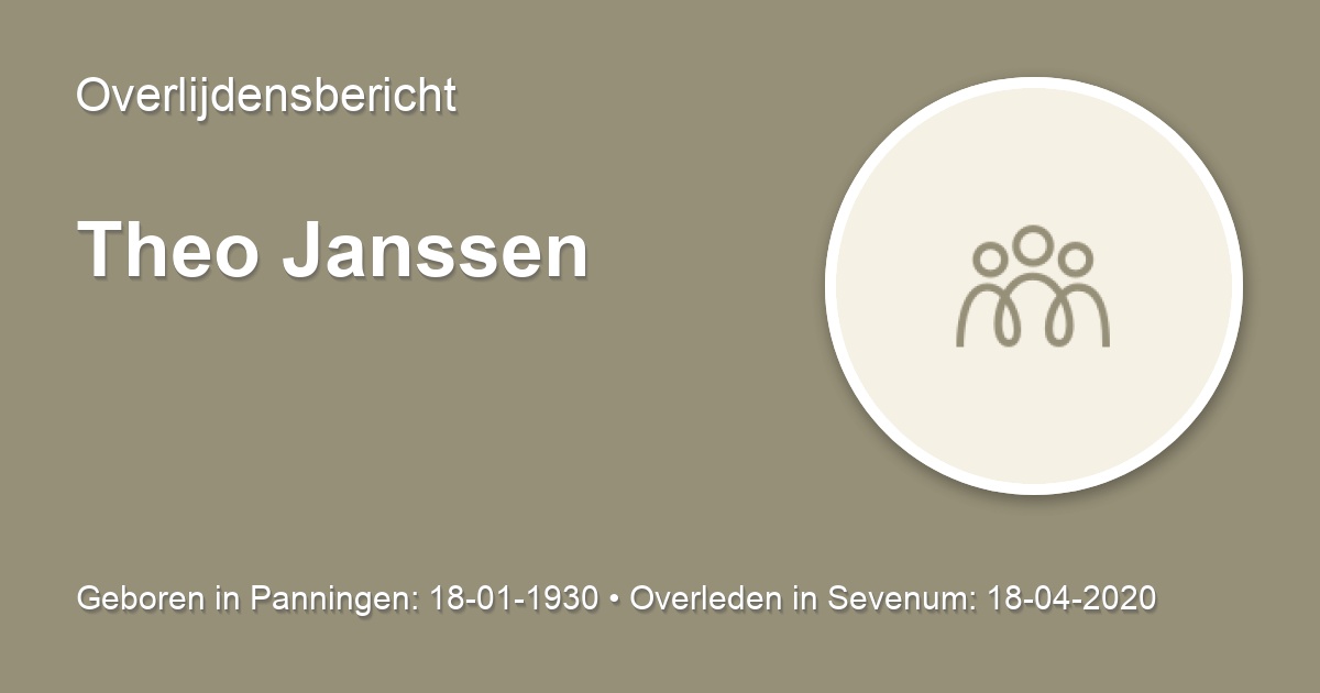 Theo Janssen 18 april 2020 • overlijdensbericht en condoleances ...